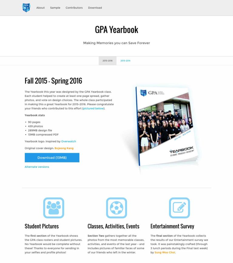 GPA Yearbook Website – Aaron